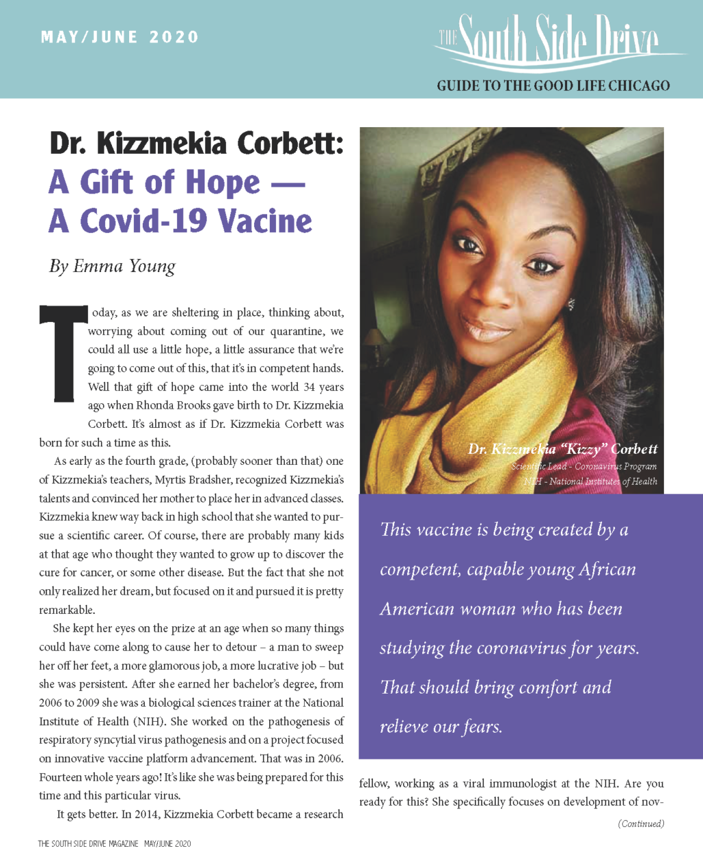 Dr. Kizzmekia Corbett: A Gift of Hope — A Covid-19 Vacine By Emma Young ...